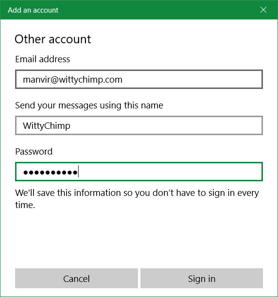 Windows 10 Mail App Mein Custom Email Setup - WittyChimp